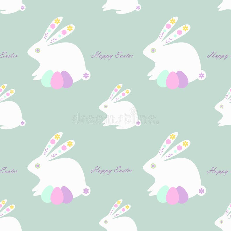 Soft Spring Colors. Cute Spring Easter Bunnies Seamless Pattern. Easter ...