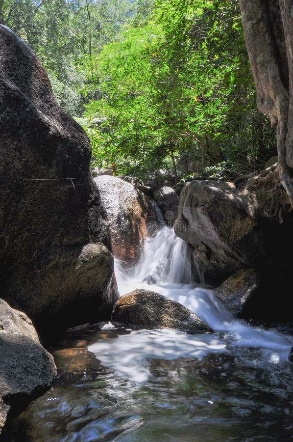 The Soft Stream is Flowing through the Rocks. Stock Photo - Image of ...