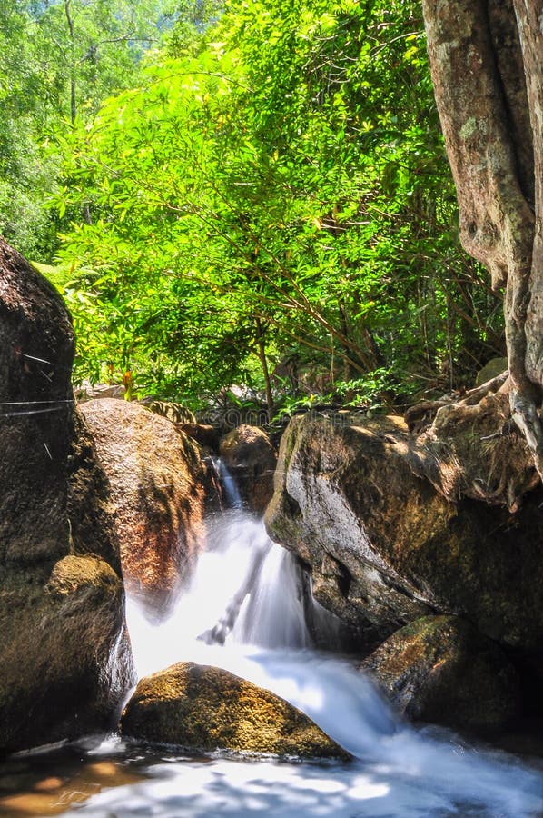 The Soft Stream is Flowing through the Rocks. Stock Photo - Image of ...