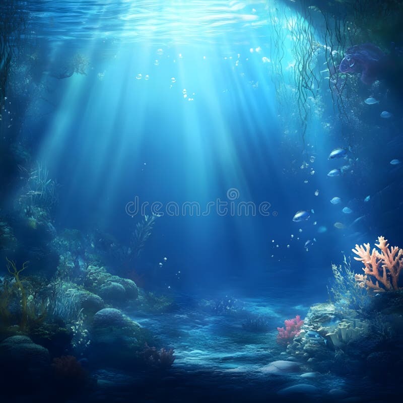 Soft Streams of Sunlight Filter through the Clear Blue Water Stock ...