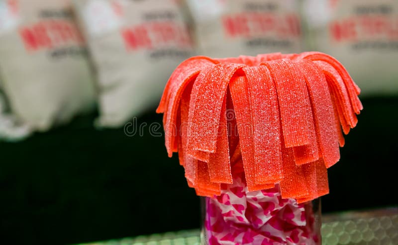 Soft Strips of Red Strawberry Candy Stock Image - Image of food ...