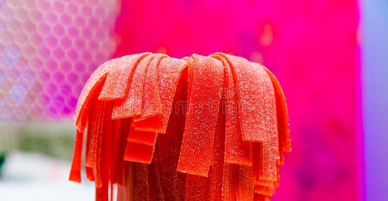 Soft Strips of Red Strawberry Candy Stock Image - Image of food ...