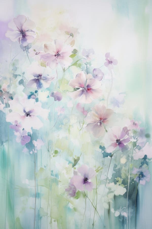 Soft Summer Watercolor Floral Background. Stock Photo - Image of plant ...