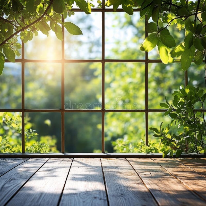 Sunlight Streaming through a Window with Branches, Illuminating a ...