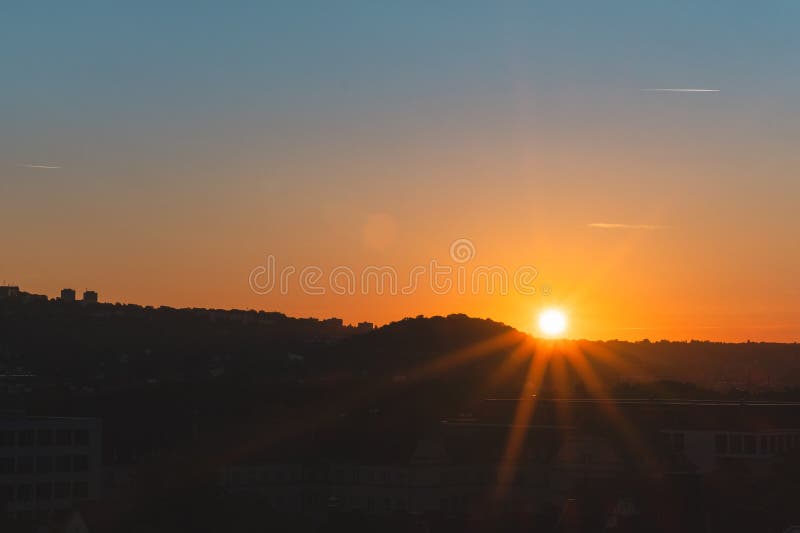 Soft Sunlight Shining Over the Mountain Horizon on the Skyline Stock ...