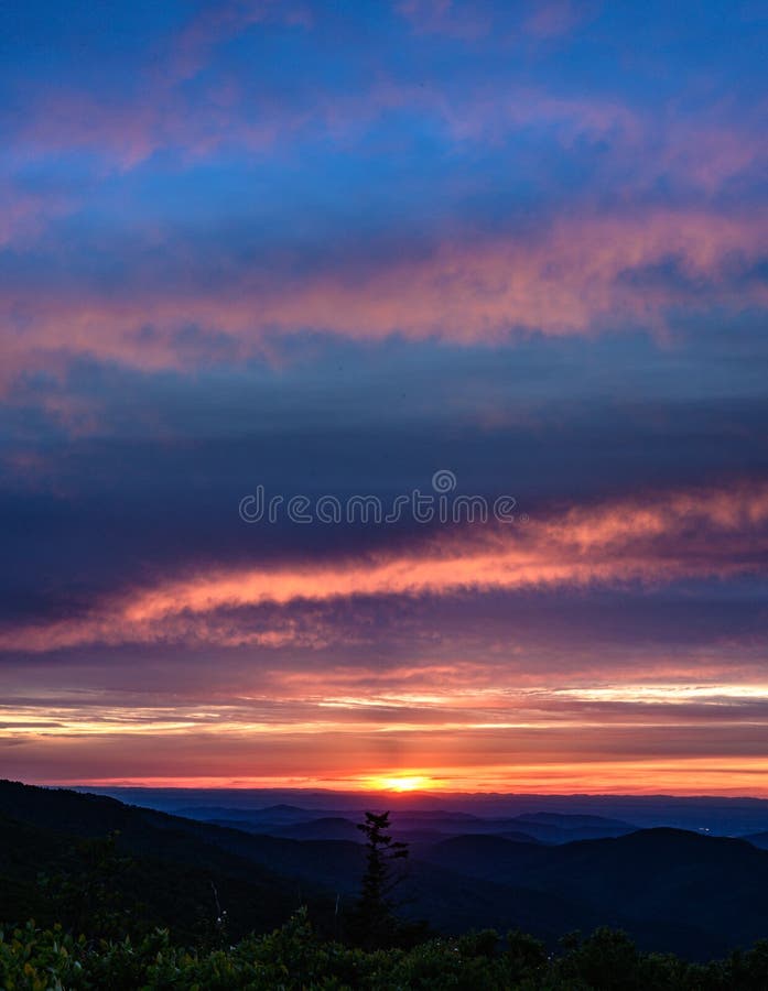 Soft Sunset Light Fades Over Blue Ridge Mountains Stock Photo - Image ...