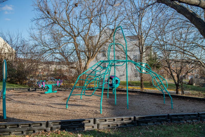 Soft-surfaced Playground in a Regular Virginia Community Stock Image ...