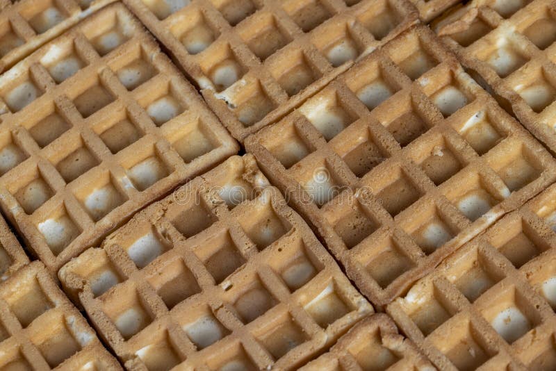 Soft Sweet Waffles on the Table, Close Up Stock Image - Image of ...