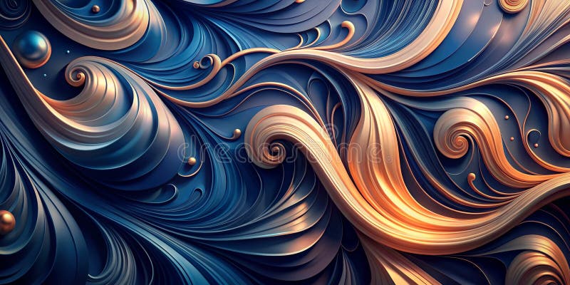 Soft Swirling Patterns of Midnight Blue and Peach Ideal for an Elegant ...