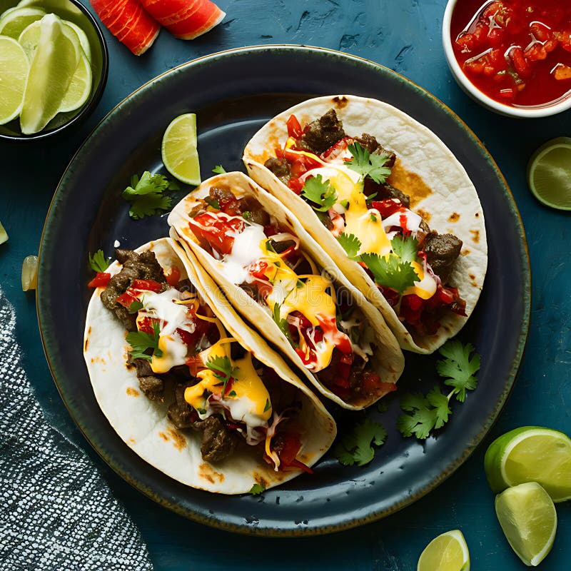 Soft Taco Filled with Ground Beef Cheese Stock Illustration ...