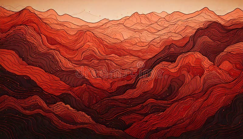 Soft Terracotta Topography with Seamless Contour Ridge Lines Stock ...