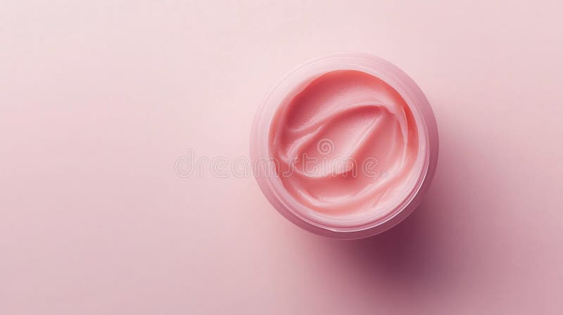 A Close-up View of a Pink Creamy Moisturizer in a Round Jar on a Soft ...