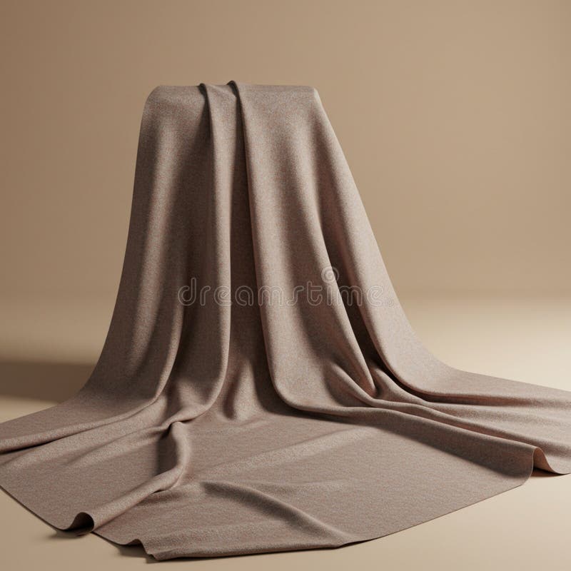 A Soft, Textured, Beige Fabric Elegantly Drapes Over an Unseen Object ...