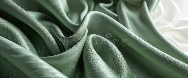 Soft, Textured Green Fabric Flows Elegantly Across a Surface, Creating ...
