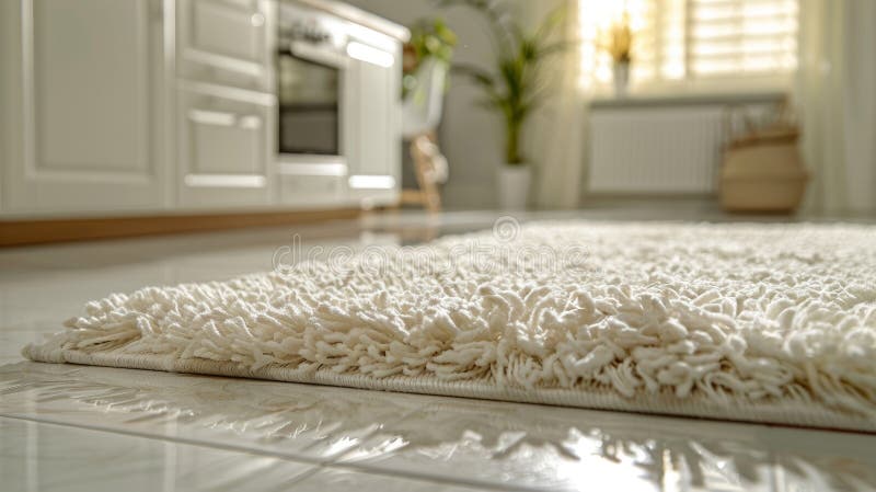 A Soft Textured Rug on a Clean Kitchen Floor. Stock Image - Image of ...