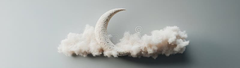 Soft Textures of a Crescent Moon are Surrounded by Abstract Cloud-like ...