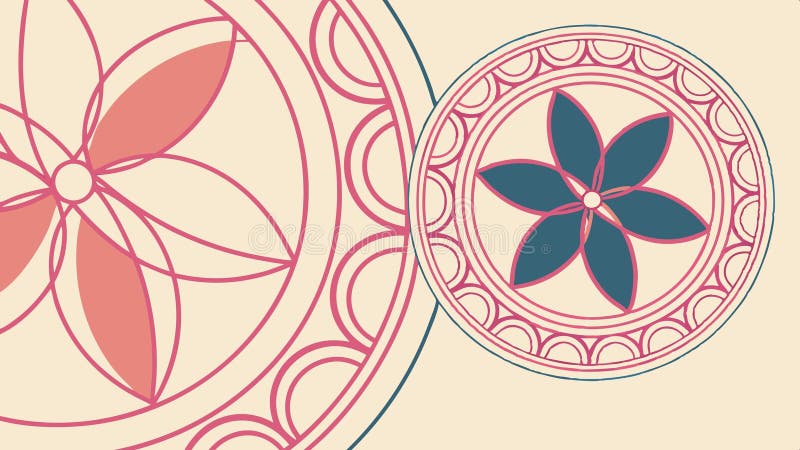 Soft,toned Radial Pattern Segment with Simple Geometric and Floral ...