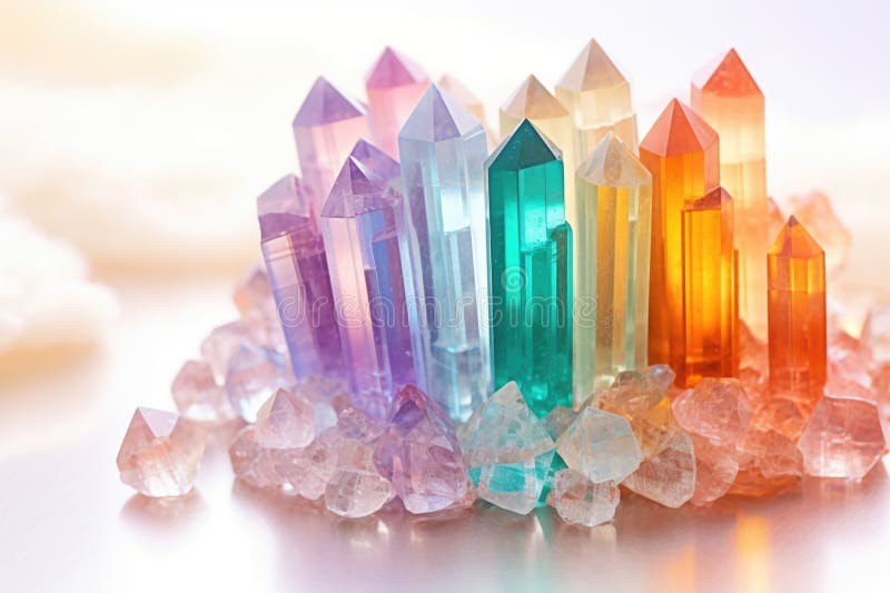 Soft-toned Rainbow of Tiny Healing Crystals Stock Image - Image of ...