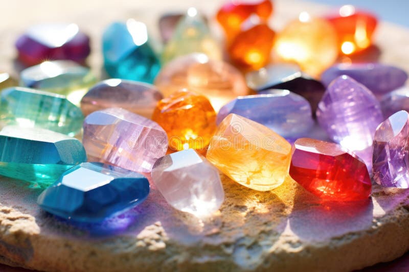 Soft-toned Rainbow of Tiny Healing Crystals Stock Photo - Image of ...