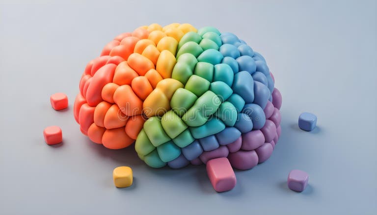Soft-Touch Rainbow Brain Model with Rounded Segments and Colorful ...
