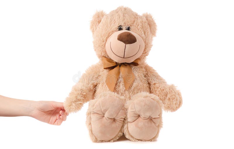 Soft toy beige bear hand stock image. Image of animal - 106978199