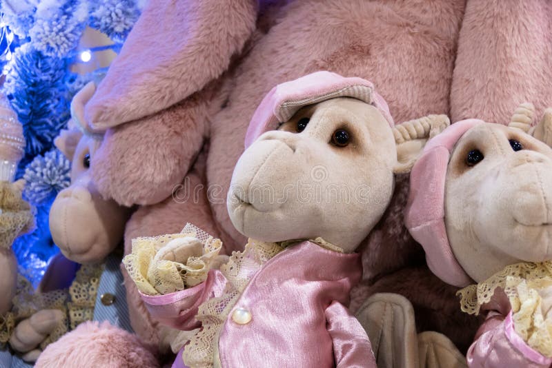 Soft Toy Dragon Near the New Year Tree Stock Image - Image of charm ...