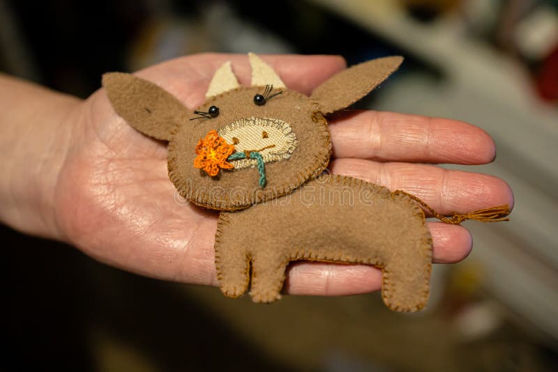Soft Toy Hand Made Bull, a Symbol of 2021 Stock Photo - Image of ...