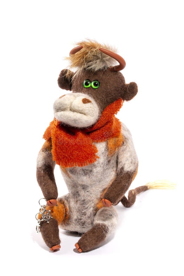 Soft Toy Made of Felted Wool Bull, a Symbol of 2021 Stock Photo - Image ...