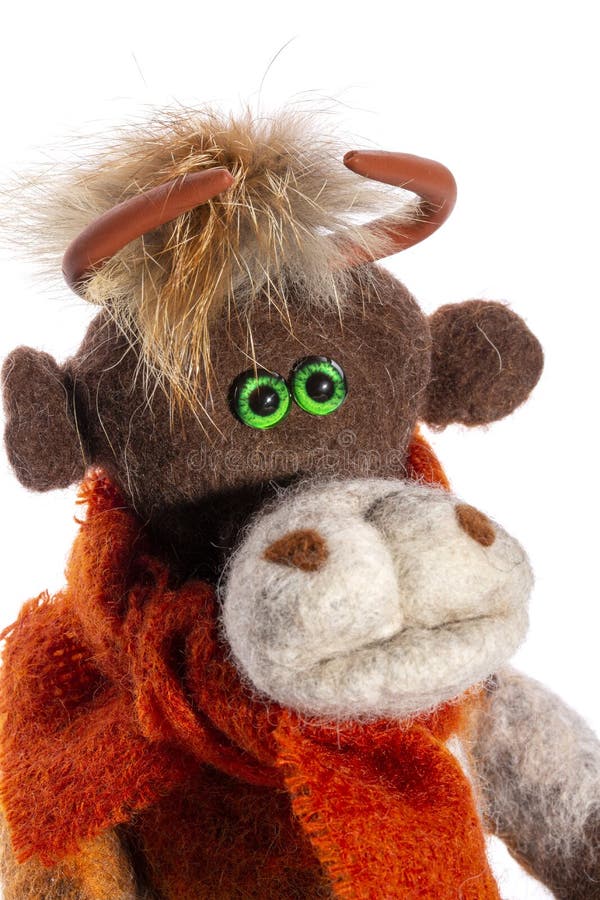 Soft Toy Made of Felted Wool Bull, a Symbol of 2021 Stock Photo - Image ...