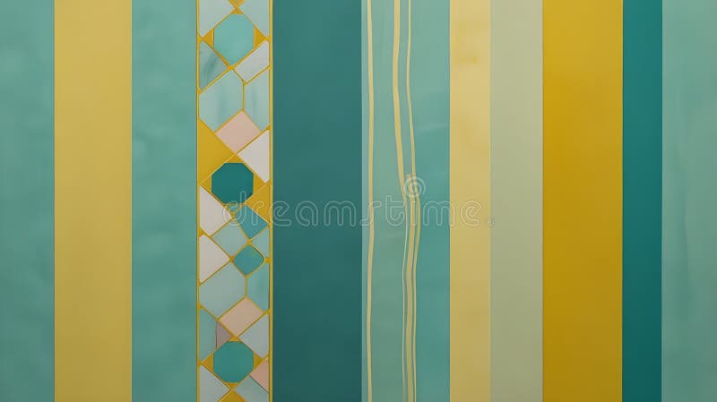 Soft Turquoise with Pastel Yellow, Featuring Rounded Geometric Patterns ...