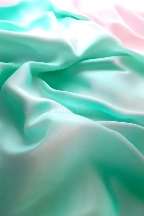 Soft Turquoise and Pink Silk Satin Fabric Rippling, Blending into ...