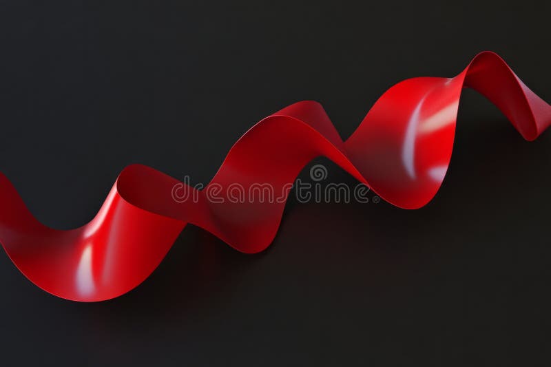 Soft Undulating Ribbon in Red, Gently Flowing Against a Subtle Black ...