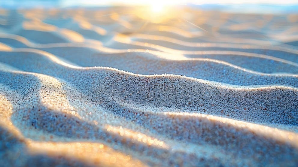 Golden Hour Beach Sand Texture: Waves of Dew-Kissed Grains Stock ...