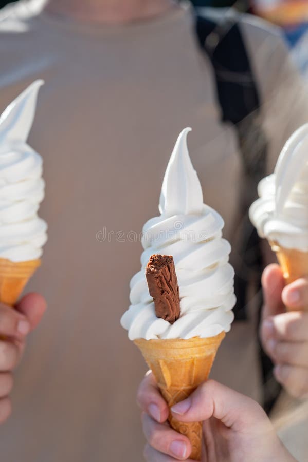 Soft Vanilla Ice Cream with Chocolate Stick Stock Image - Image of ...