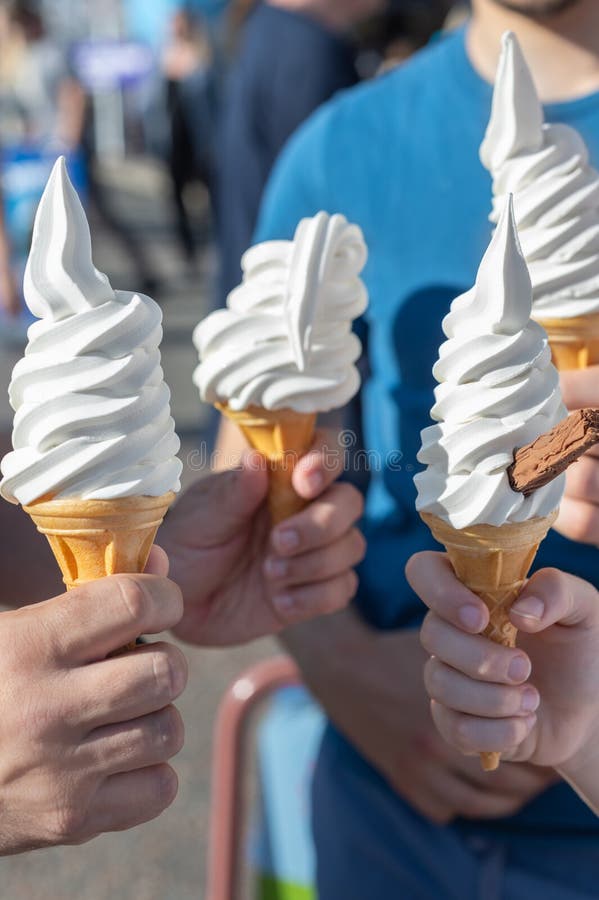 Soft Vanilla Ice Cream with Chocolate Stick Stock Photo - Image of ...