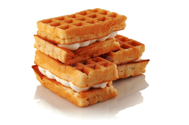 Soft waffles with souffle stock image. Image of fresh - 280566887