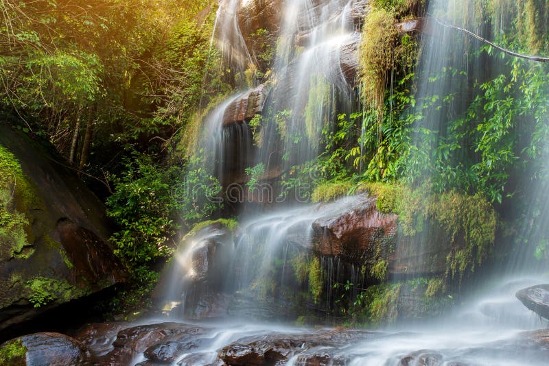 Soft Water of the Stream in the WIMAN THIP Waterfall Natural Park ...