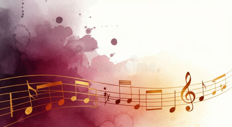 A Soft Watercolor Background with Scattered Music Notes, Blending Art ...