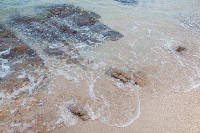 Soft Wave on the Beach with Stone at Coast Stock Photo - Image of ocean ...