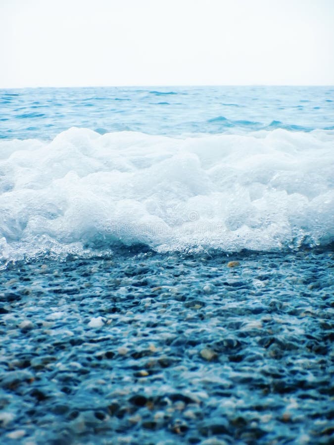 Wave of Blue Ocean on Sandy Beach Close Up Summer Background Stock ...