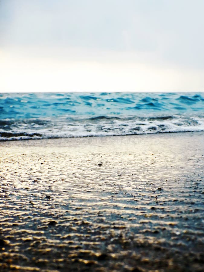 Soft Wave of Blue Ocean on Sandy Beach Background Stock Image - Image ...