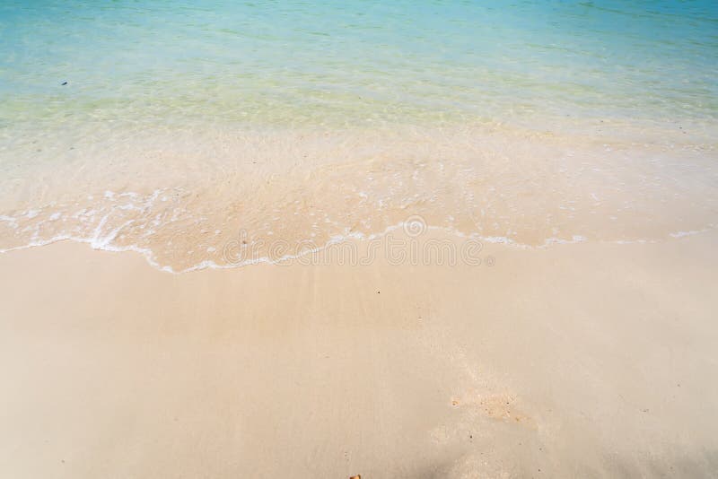 Soft Wave of Sea on Empty Sandy Beach Background with Copy Space Stock ...
