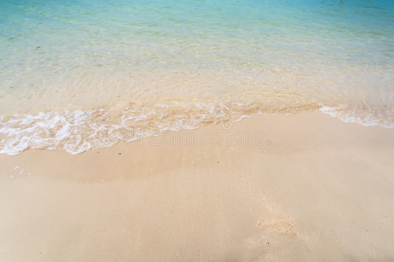 Soft Wave of Sea on Empty Sandy Beach Background with Copy Space Stock ...