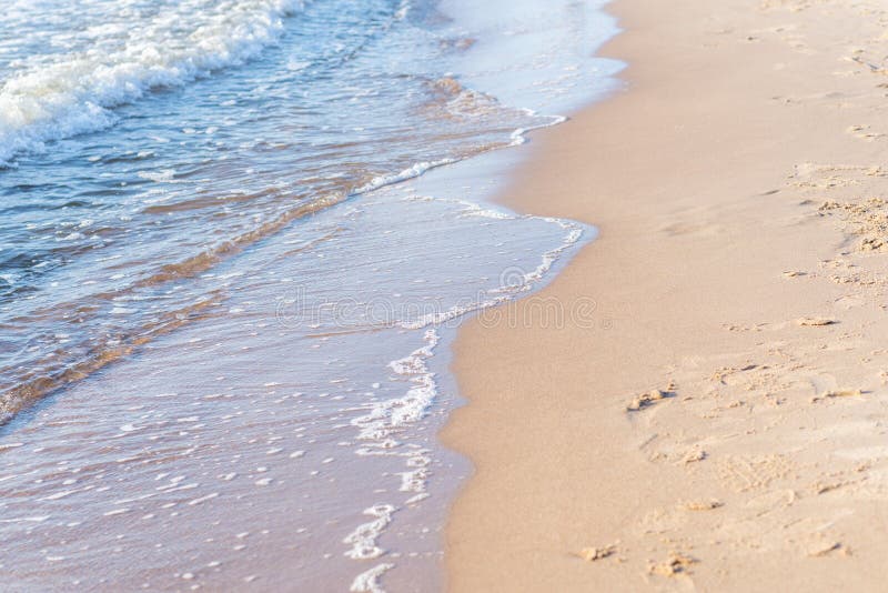 Soft Wave of the Sea on the Sandy Evening Beach.Soft Focus,blurred ...