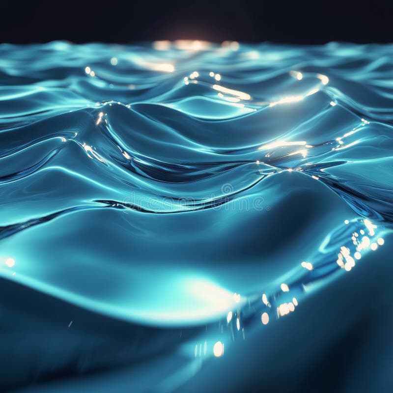 Waves of Clear Blue Water Reflecting Light during Tranquil Sunset Stock ...