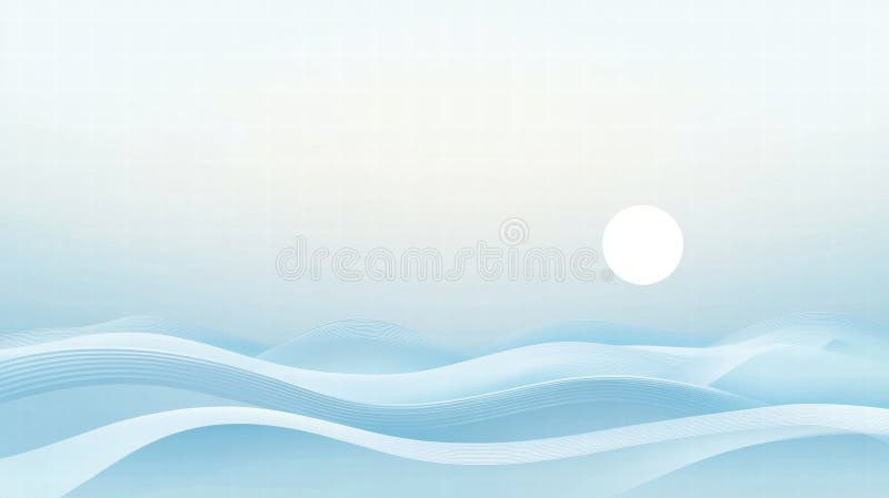 Stylized Sun Rising Over Soft Waves with Horizon Line Providing Ample ...