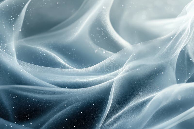 Delicate Transparent Fabric with Shimmering Particles Floating in Soft ...