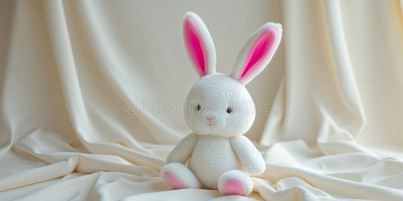 Soft White Bunny Rabbit Toy Pink Ears Display Stock Photos - Free ...