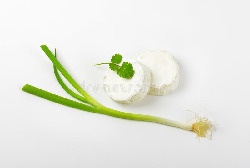 Soft White Cheese and Spring Onion Stock Image - Image of overhead ...