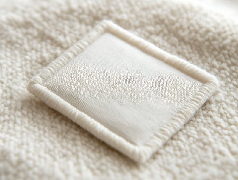 Soft White Fabric Texture with Stitched Label Design Stock Image ...